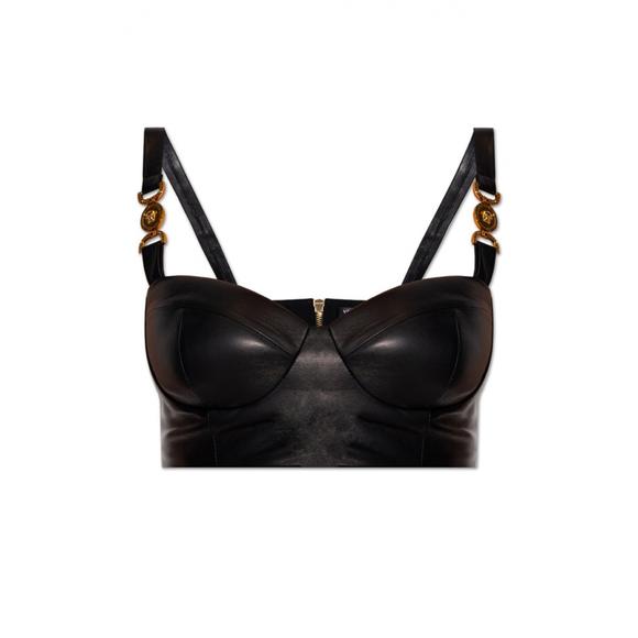 Versace | Tops | Versace Medusa Lambskin Leather Bralette Top It 38 ...